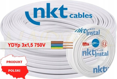 rudapol > YDYp 3x1,5 750V PRZEWÓD KABEL 100 mb NKT